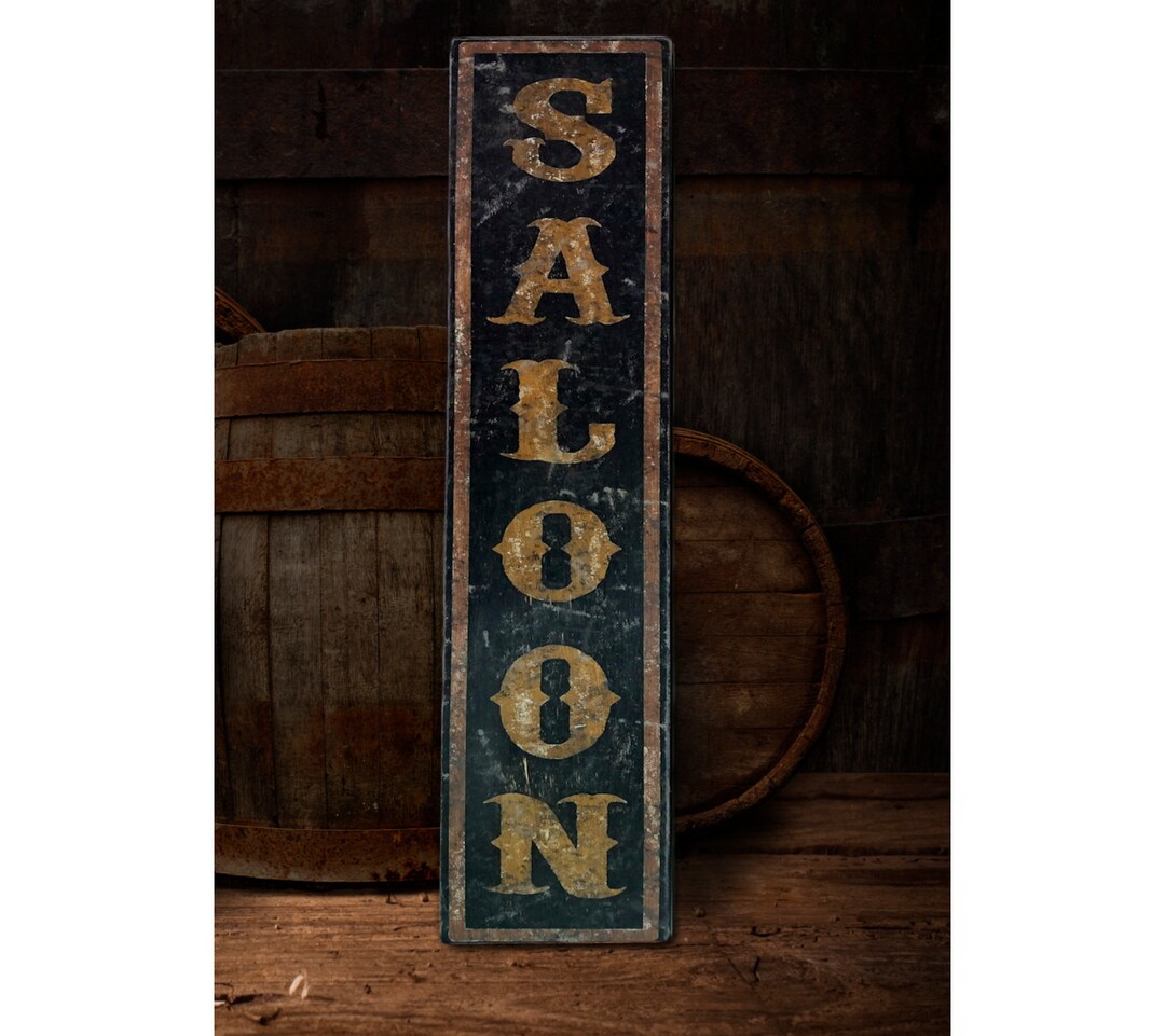 Saloon Wood Sign Vertical - Handcrafted Rustic Wooden Decor - Etsy