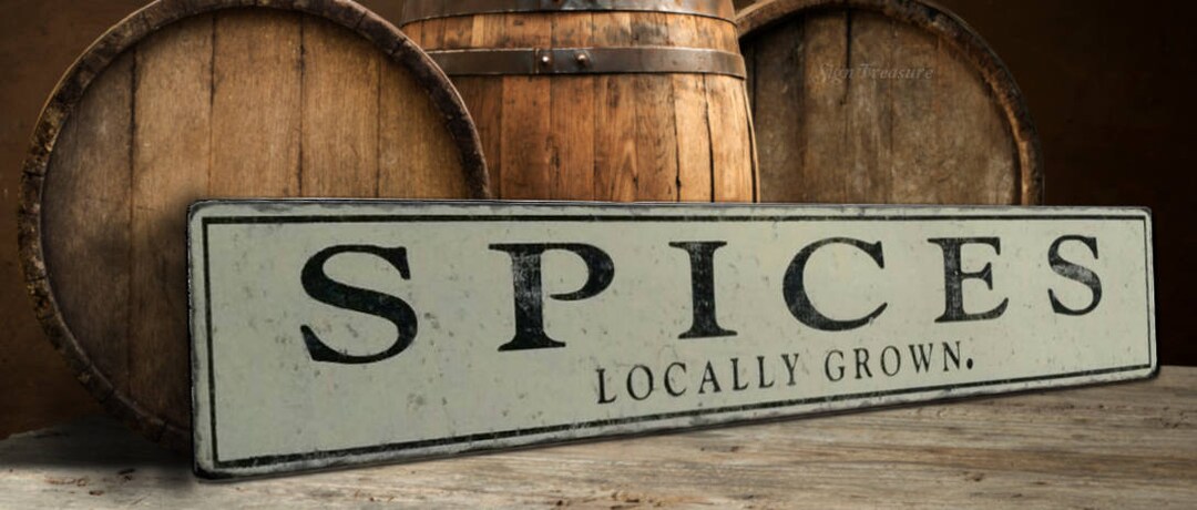 Spices Locally Grown Wood Sign - Handcrafted Rustic Wooden Decor - Etsy