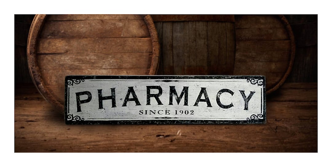 Pharmacy Wood Antique Style Sign - Hand Made Decor - Etsy