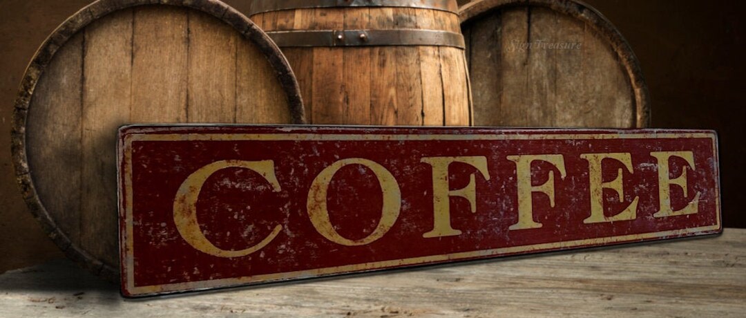 Coffee Wood Sign - Hand Made Vintage Wooden Decor - Etsy