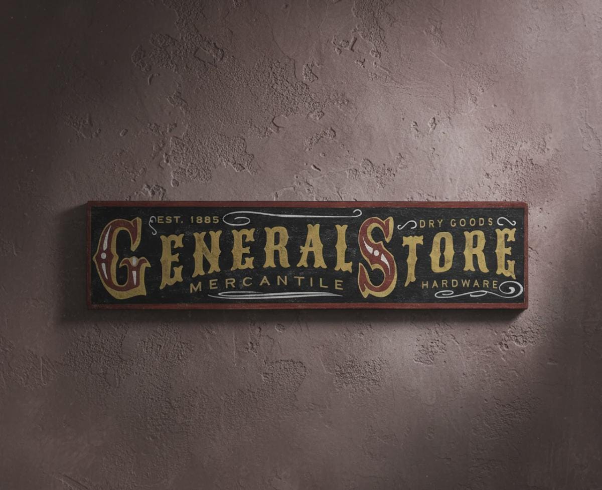 Rustic General Store 1885 Mercantile Wood Sign - Etsy
