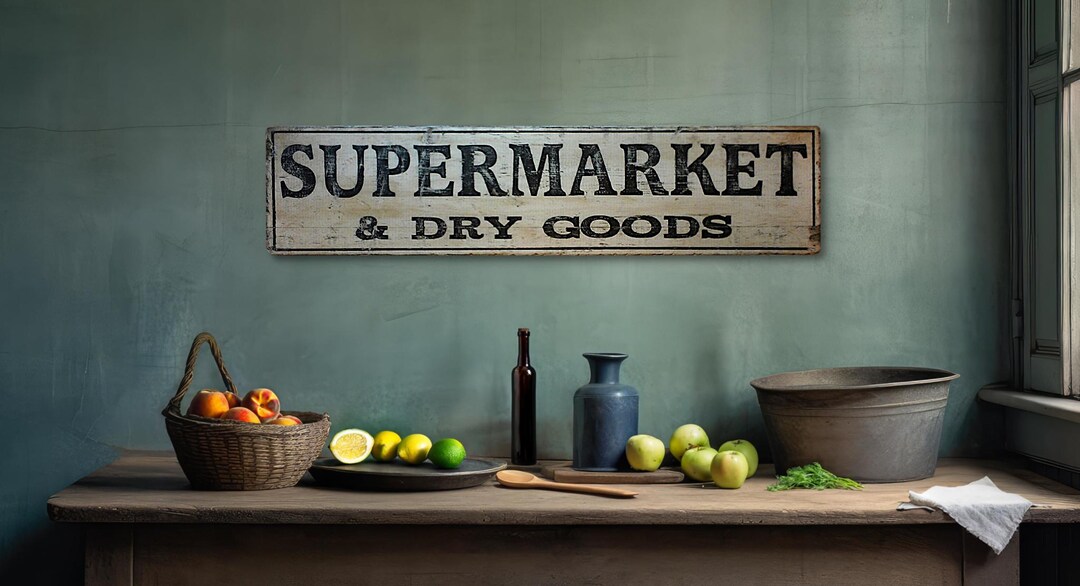 Supermarket and Dry Goods Wood Sign - Hand Made Wooden Decor - Etsy