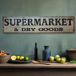 Supermarket and Dry Goods Wood Sign - Hand Made Wooden Decor - Etsy
