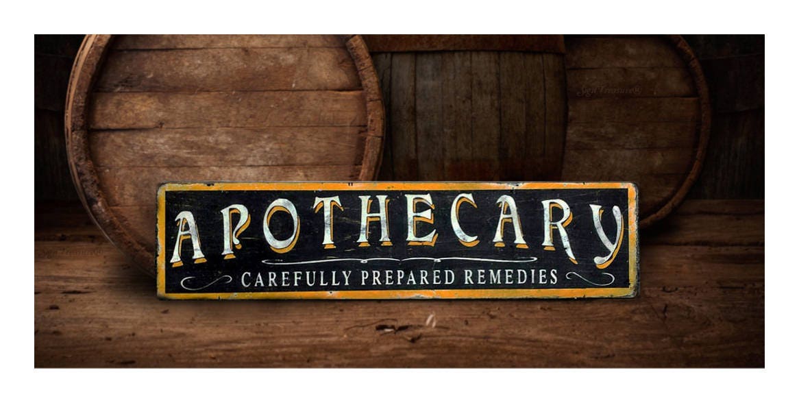 Antique Style Apothecary Wood Sign Handmade Wooden Decor - Etsy