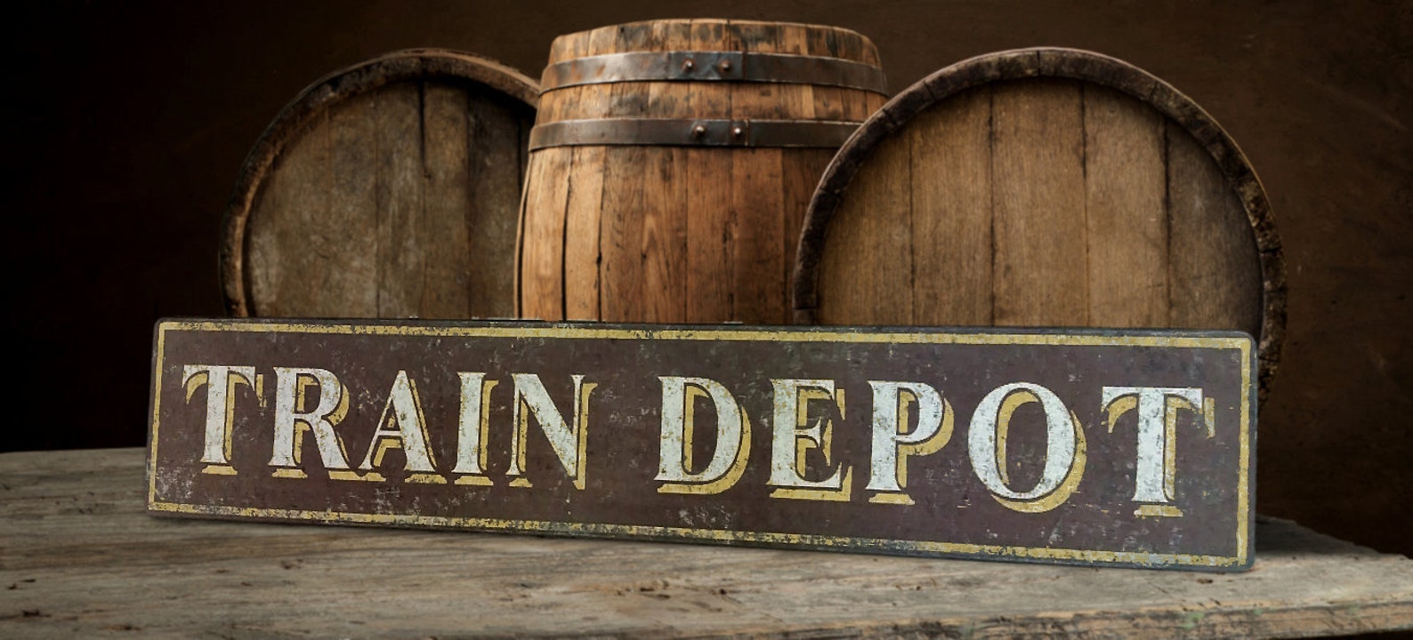 Train Depot Wood Sign Handcrafted Antique Train Decor - Etsy