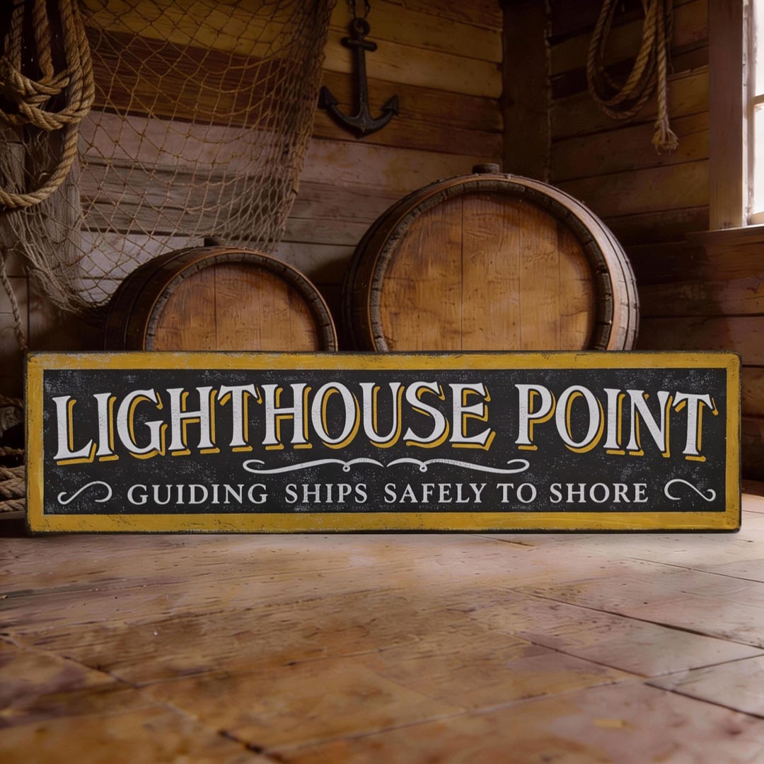 Lighthouse Point Sign - Handmade Wood Decor - Etsy