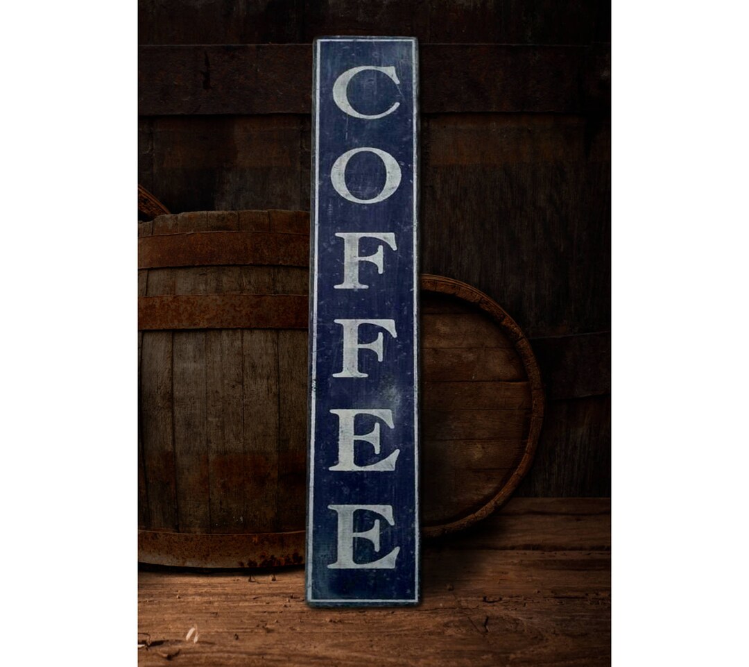 Coffee Wood Sign Vertical - Handcrafted Rustic Wooden Decor - Etsy