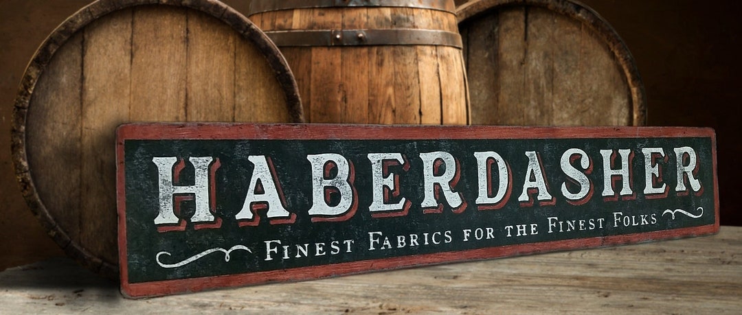 Haberdasher Sign - Handmade Wood Decor - Etsy