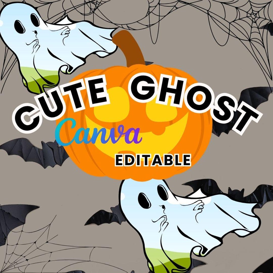 Halloween Canva Frame: Cute Ghost, Editable Canva Frame, Templates ...