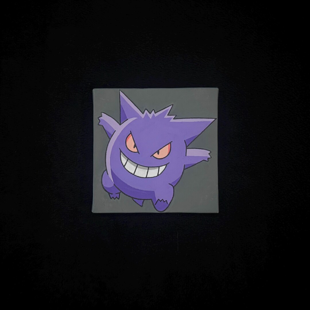 Pokemon Gengar Mini 4x4 Handmade Painting - Etsy