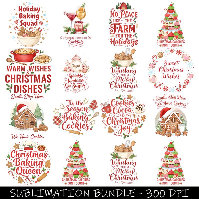 Christmas Baking Sublimation Bundle | Holiday Cookies, Cupcakes ...