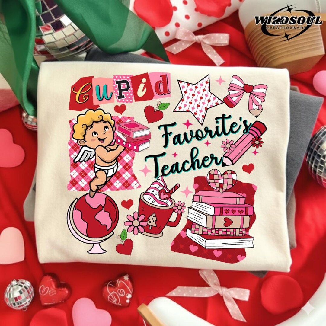 Cupid's Favorite Teacher Valentines Png, Preppy Coquette Valentine Png ...