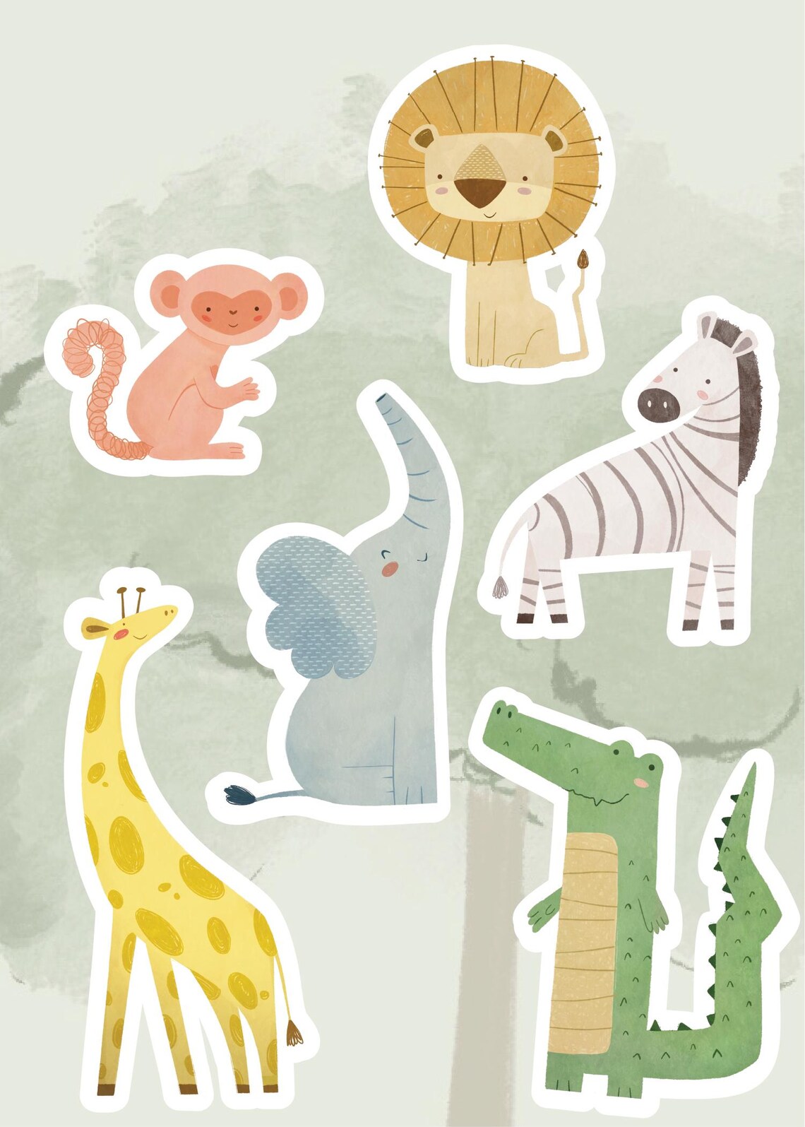 Sticker Sheet - Safari Animals Sticker, Party, Stickers, Planner ...
