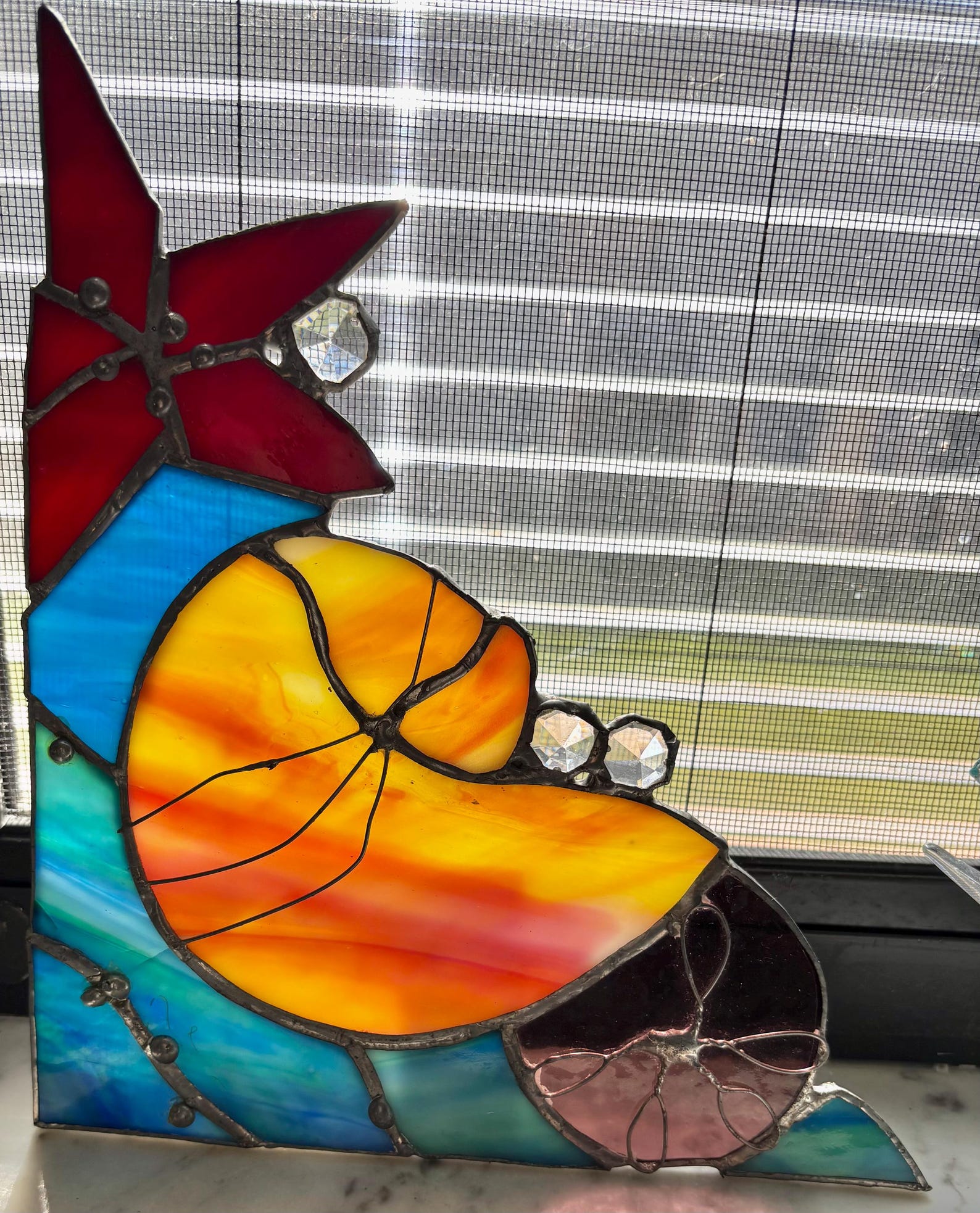 Stained Glass Coastal Sea Shells Window Corner - Etsy