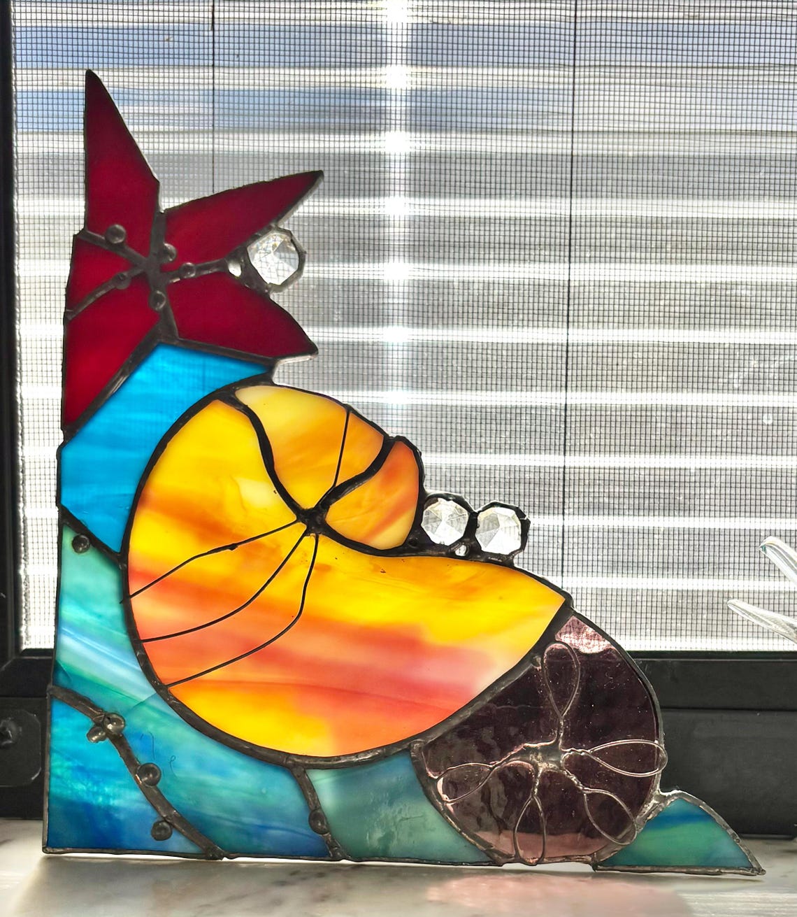 Stained Glass Coastal Sea Shells Window Corner - Etsy