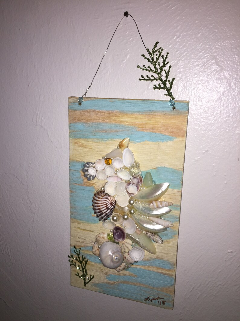 OOAK Recycled Wood Sea Shells Nautical SeaHorse Wall Art | Etsy