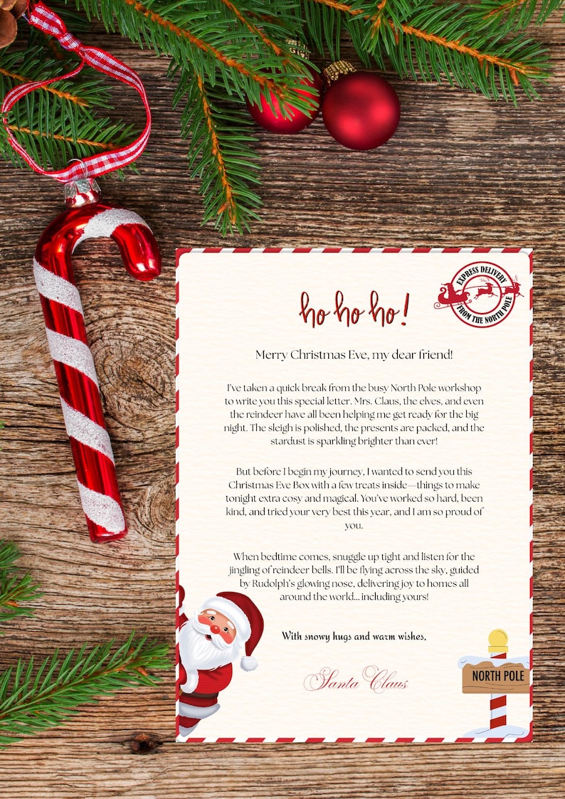 Printable Christmas Eve Letter From Santa • Editable in Canva • Santa ...