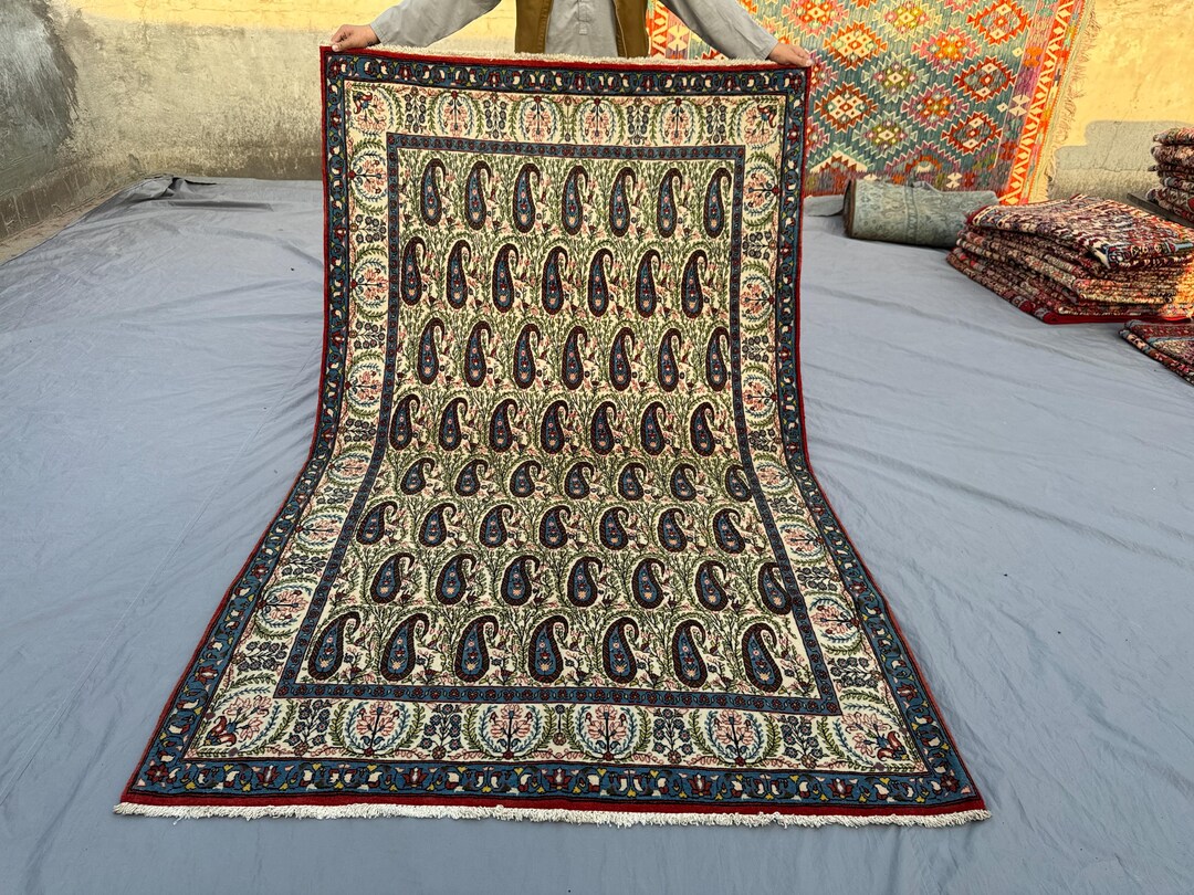 Handmade Antique Kurdish Caucasian Rug, 4'7" X 7'7", Red, Blue, Beige ...