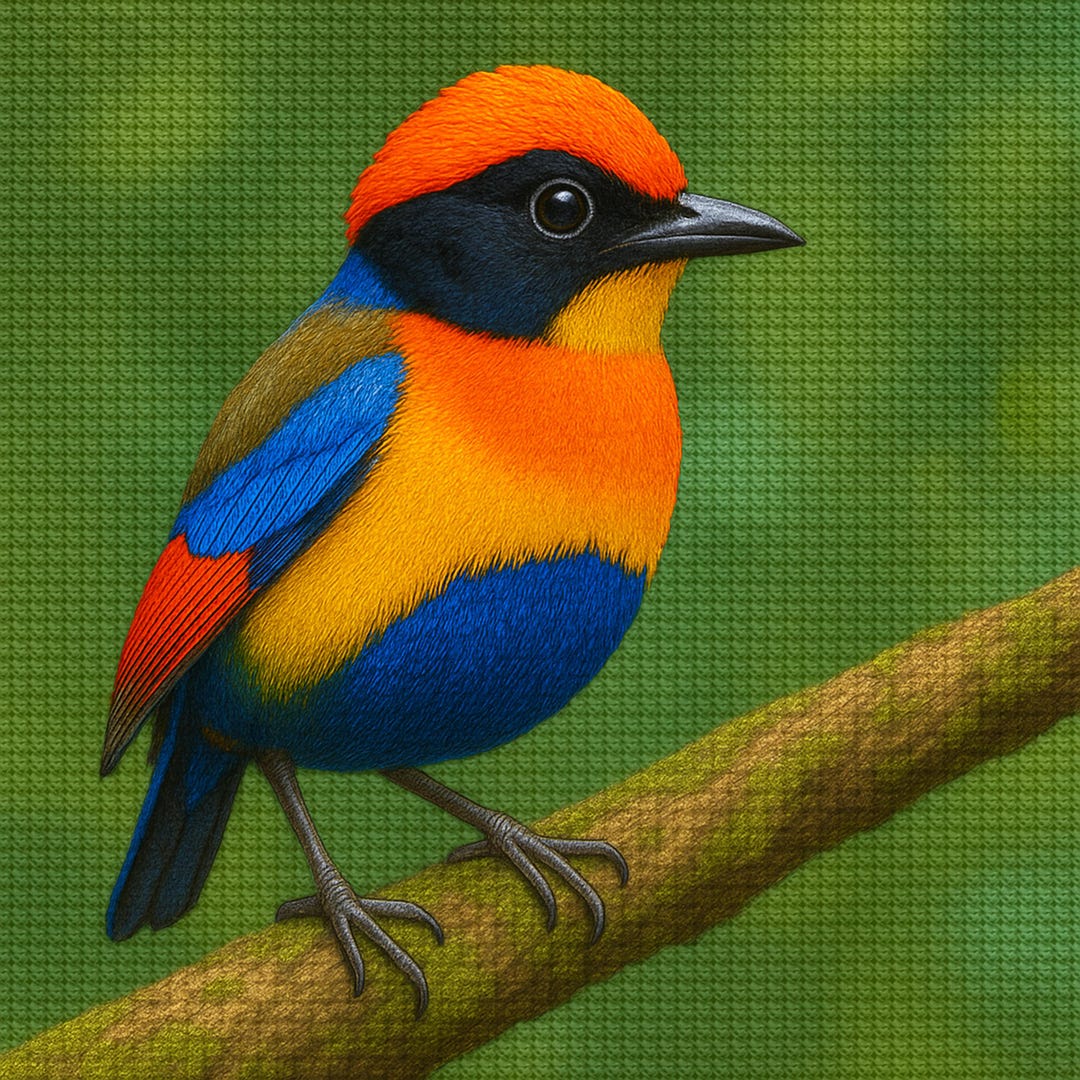 Rainforest Jewel Bird Cross Stitch Pattern – Colorful Tropical Songbird ...