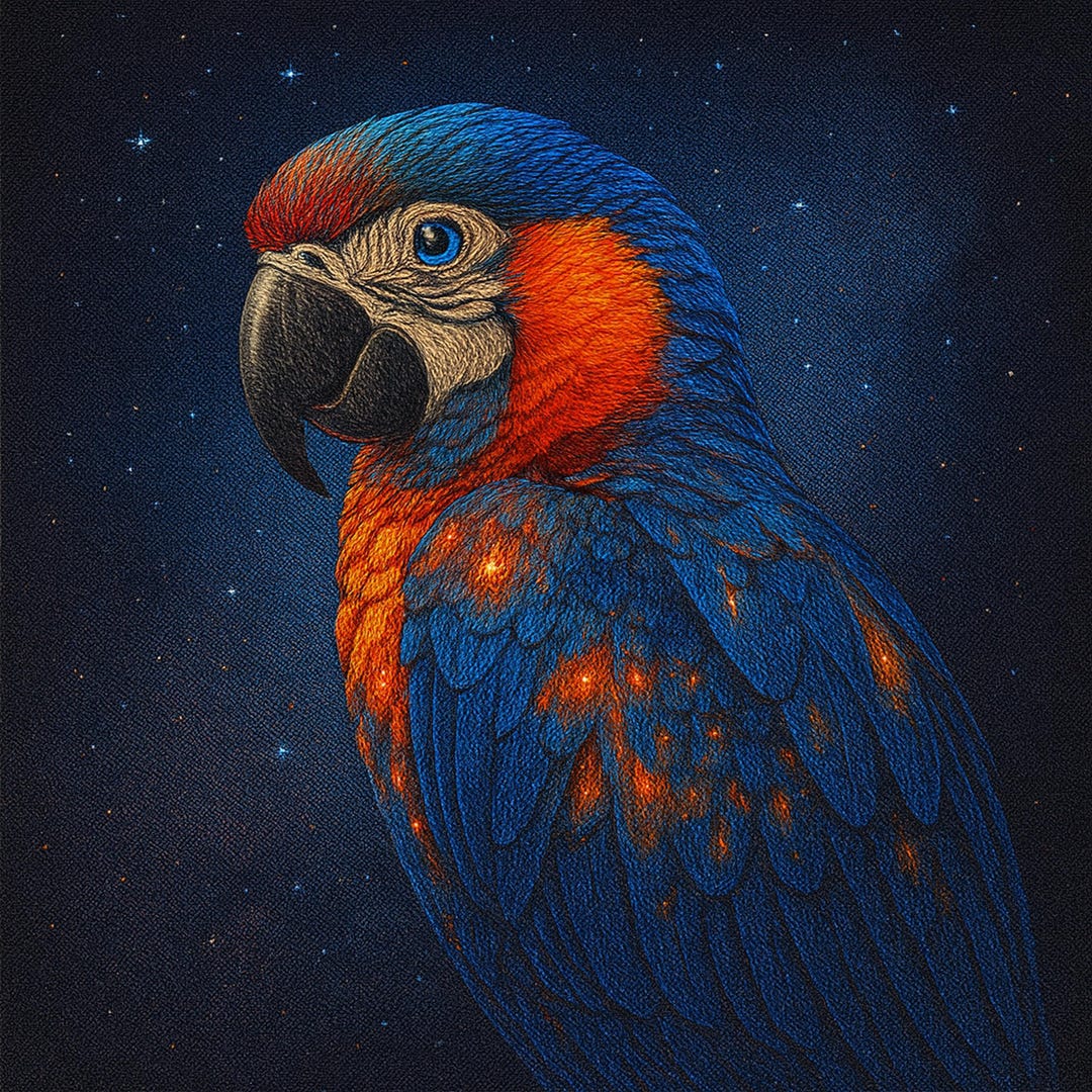 Galaxy Parrot Cross Stitch Pattern – Cosmic Macaw (PDF) - Etsy