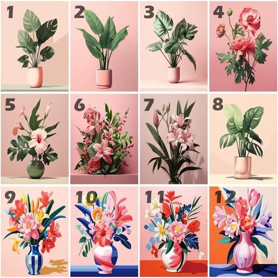 Flowers Wall Deco Paint by Number Kit, DIY Painting Kit, Painting on ...