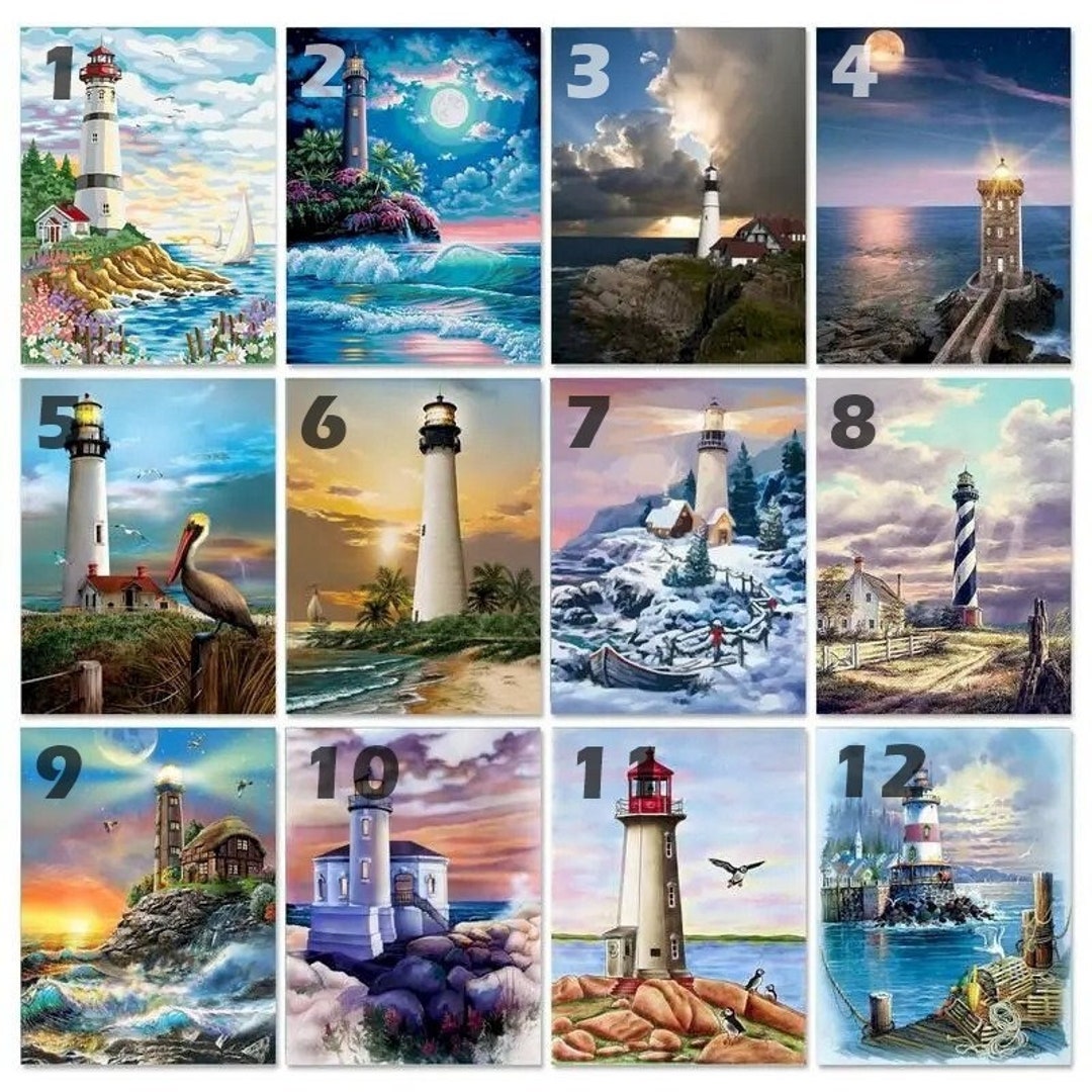 Lighthouse Beach Seascape Paint by Number Kit, DIY Painting Kit ...