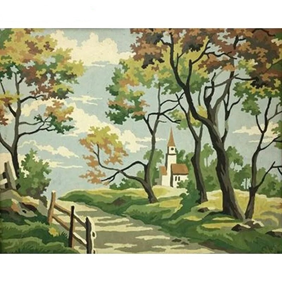 Old Church Vintage Style Paint by Number Kit, DIY Painting Kit ...