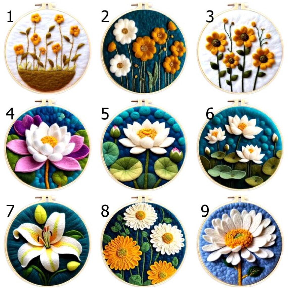 White Lotus Lily DIY Needle Felting Craft Kit New Year Gift With 8 Inch ...