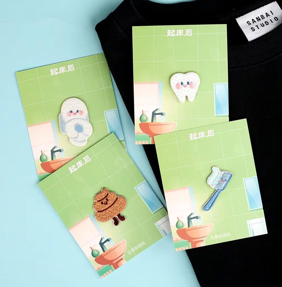 Toilet Toothbrush Decoration Embroidered High Quality Iron on Patch ...