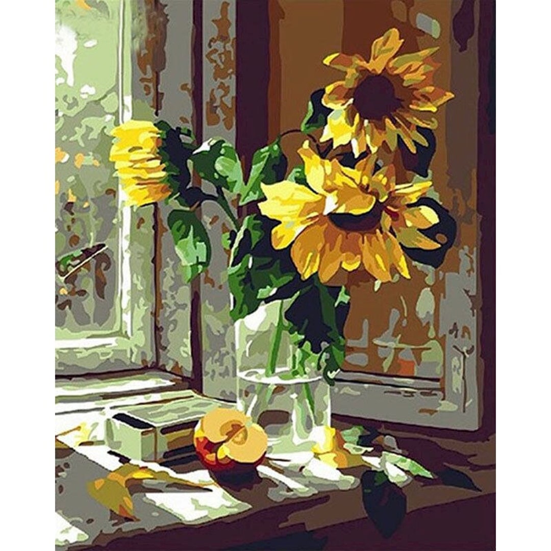 Sunflower Paint by Number Kit, DIY Painting Kit, Painting on Canvas ...