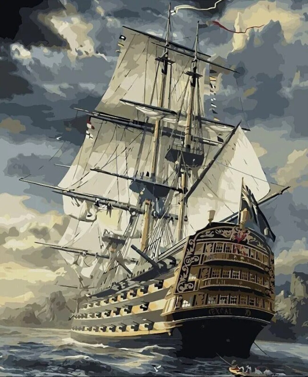 Sailing Ship Paint by Number Kit, DIY Painting Kit, Painting on Canvas ...