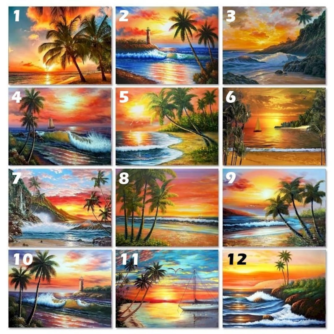 Beach Paint by Number Kit, DIY Painting Kit, Painting on Canvas, Color ...