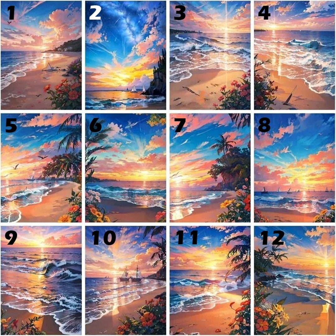 Beach Seascape Paint by Number Kit, DIY Painting Kit, Painting on ...