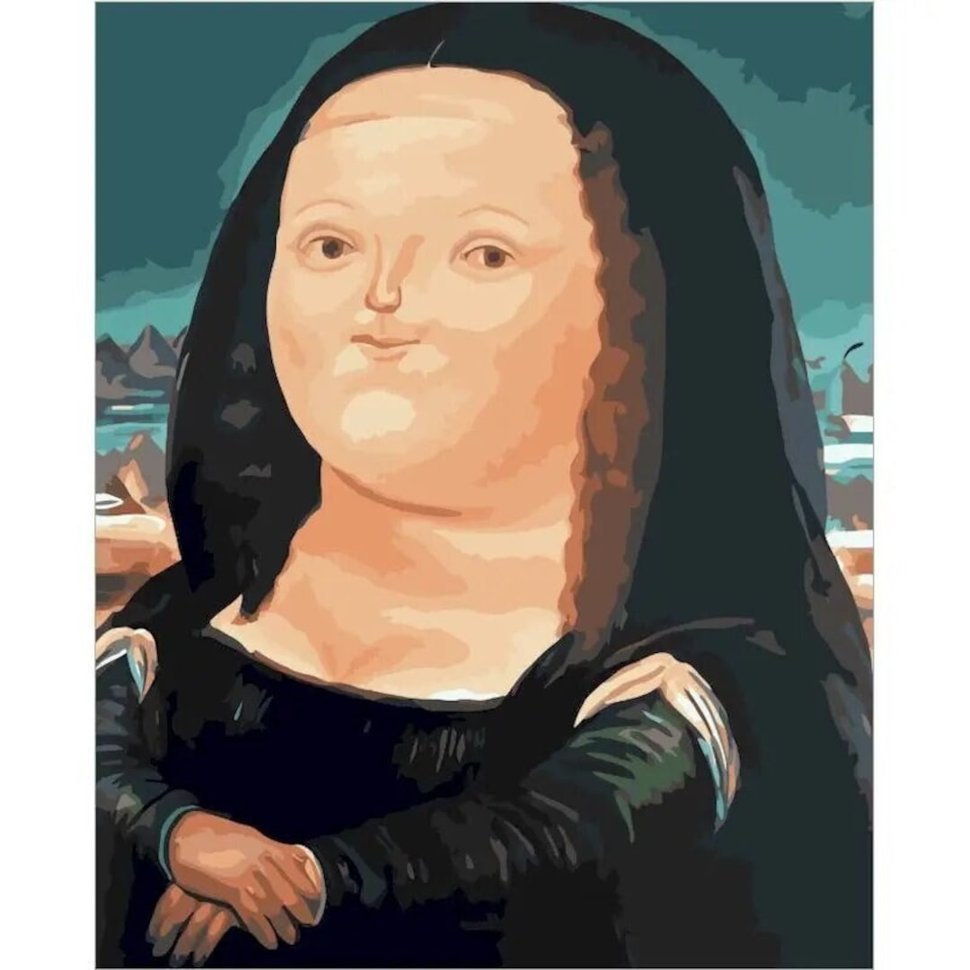 Cartoon Mona Lisa Paint by Number Kit, DIY Painting Kit, Painting on ...