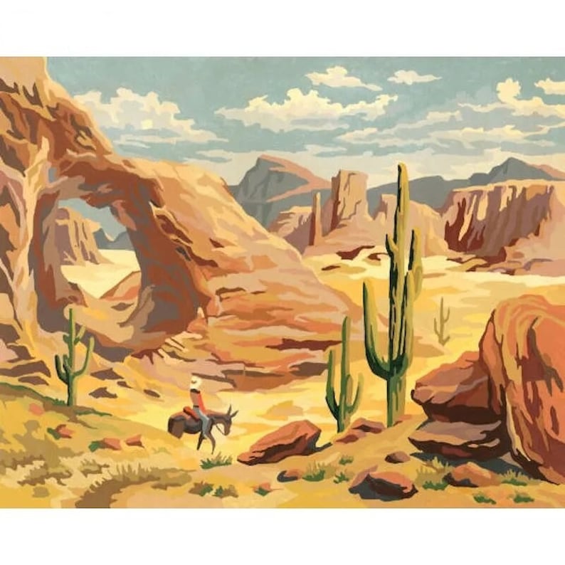 Desert Landscape Vintage Style Paint by Number Kit, DIY Painting Kit ...