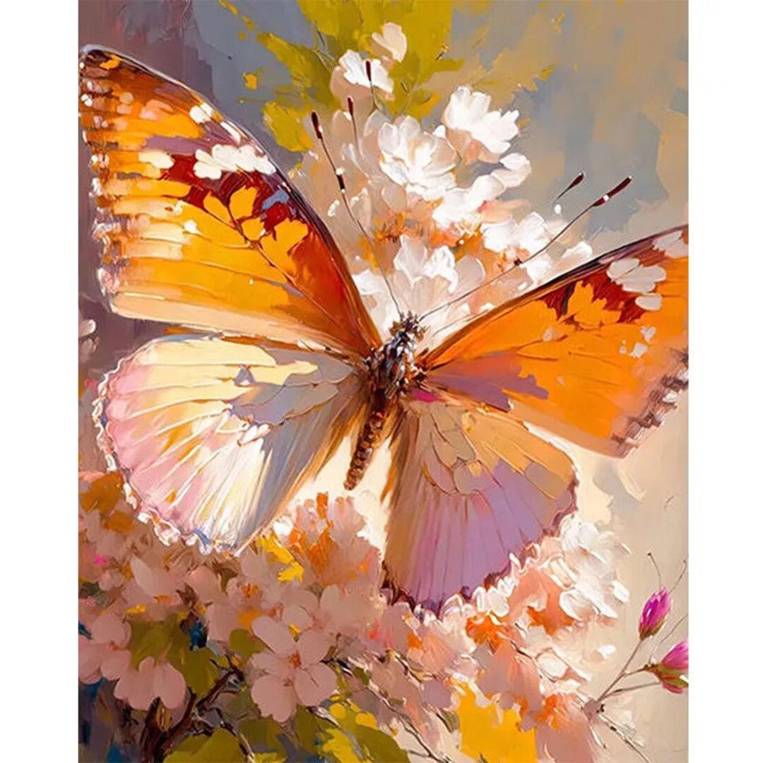 Butterfly Garden Paint by Number Kit, DIY Painting Kit, Painting on ...