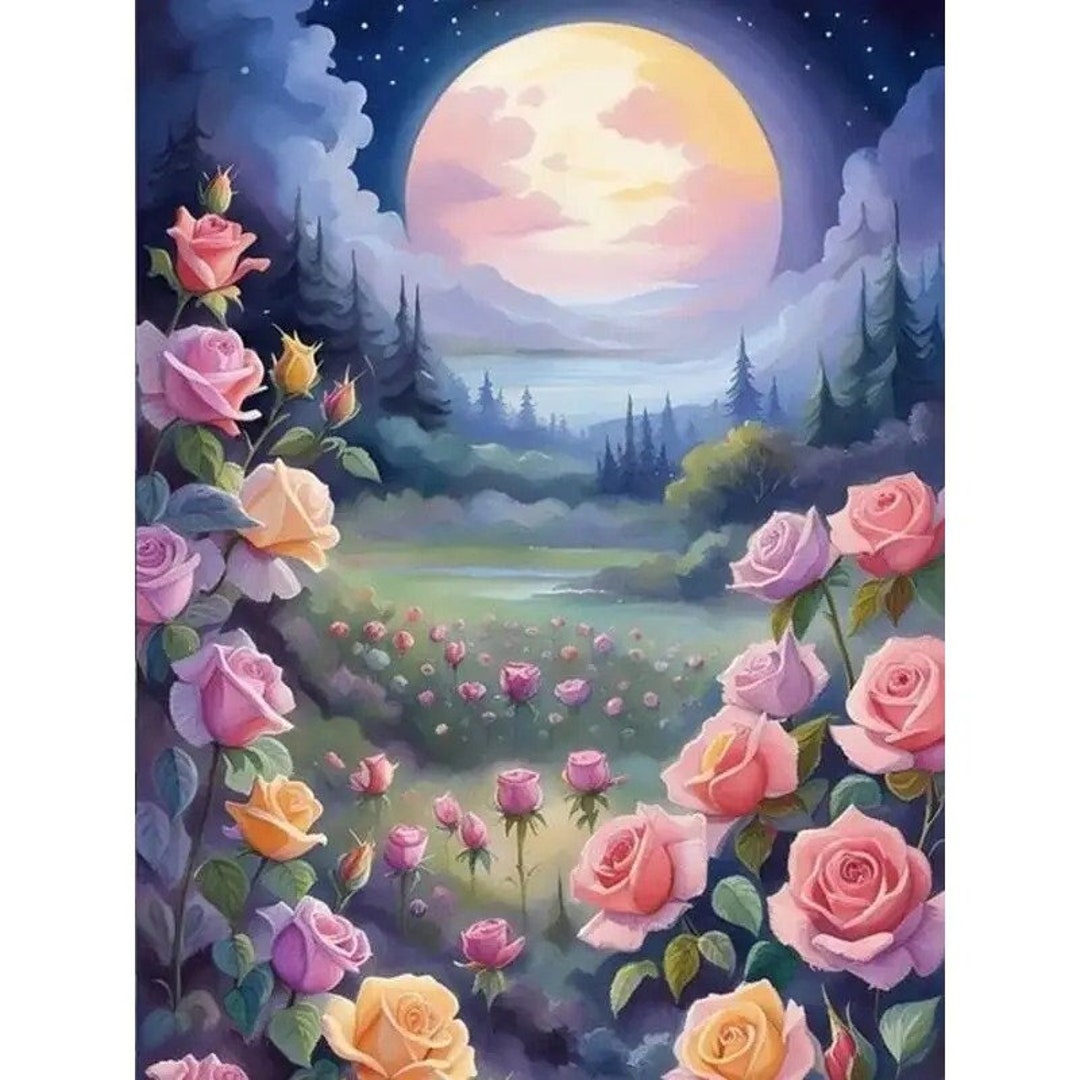 Roses Garden Paint by Number Kit, DIY Painting Kit, Painting on Canvas ...