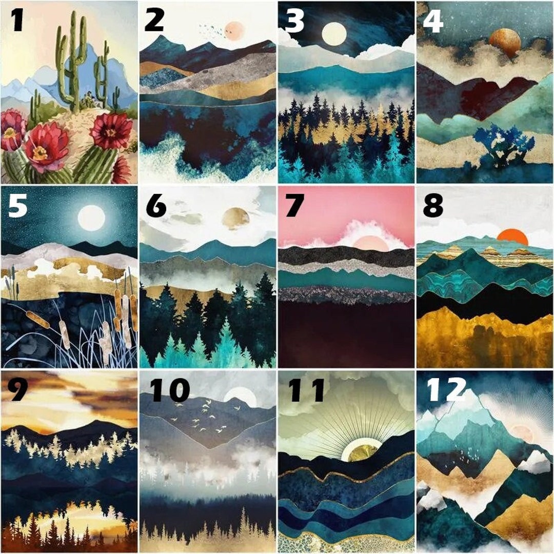 Abstract Mountain Paint by Number Kit, DIY Painting Kit, Painting on ...