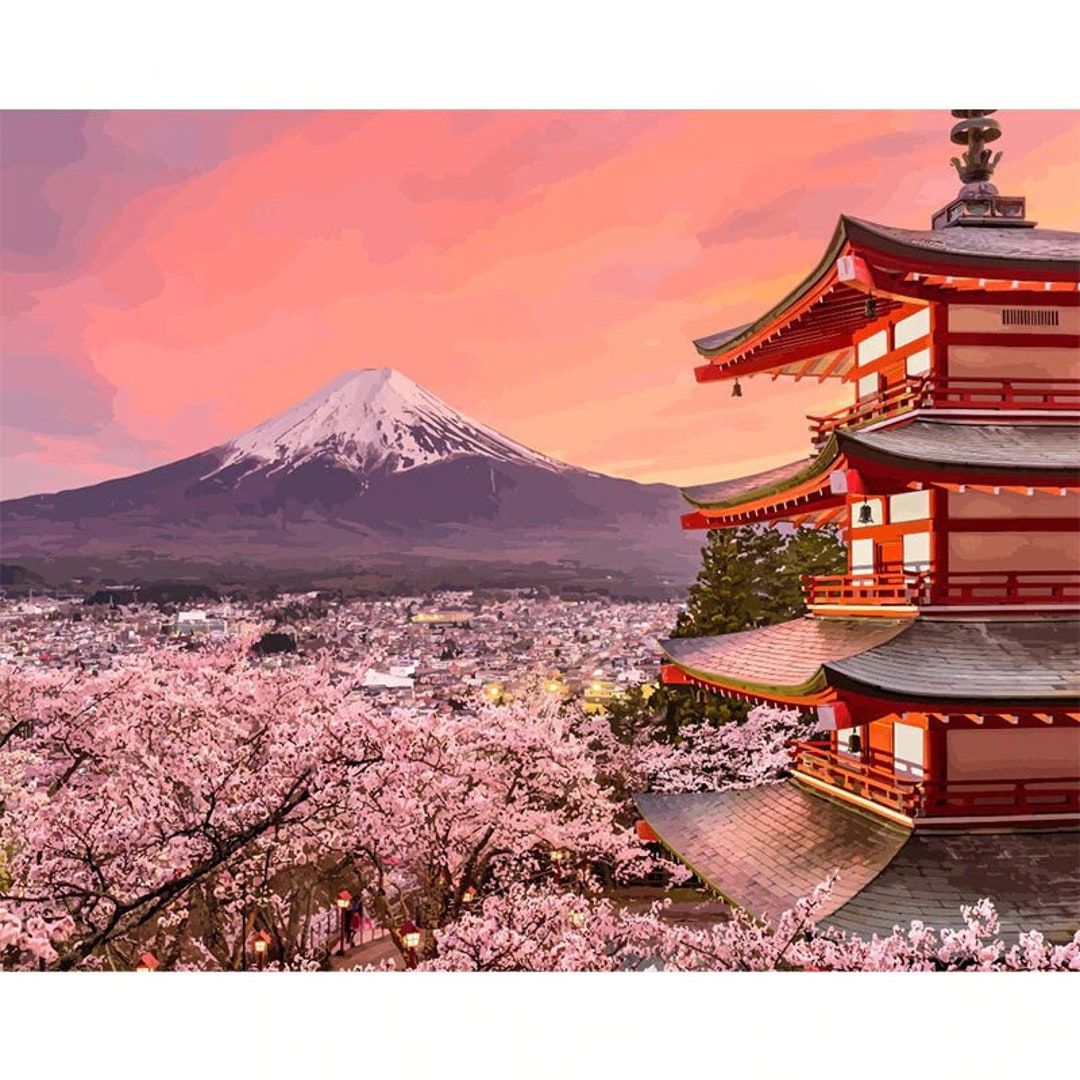 Mt Fuji Paint by Number Kit, DIY Painting Kit, Painting on Canvas ...