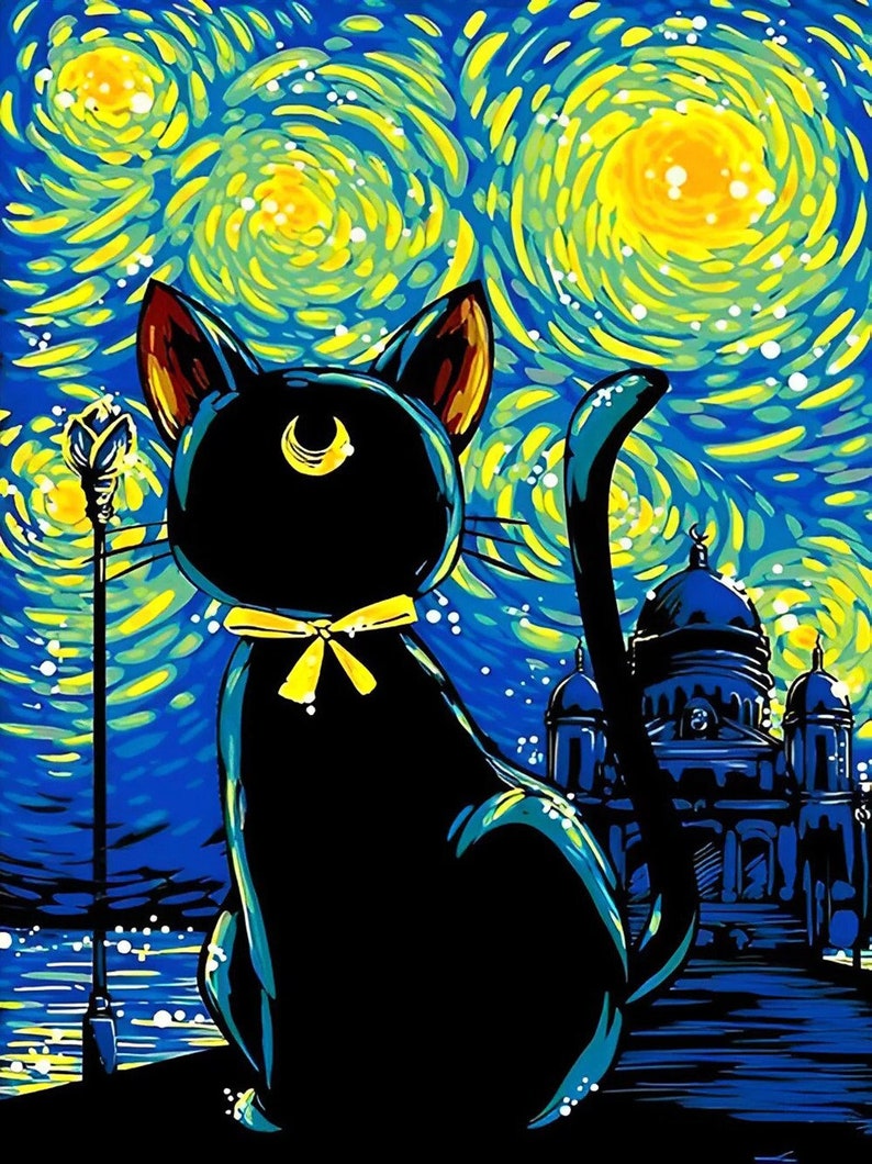 Luna Starry Night Paint by Number Kit DIY Painting Kit - Etsy