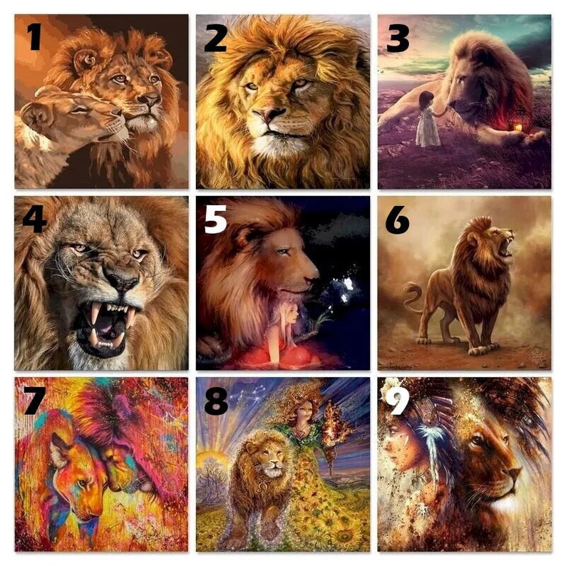 Lion Paint by Number Kit DIY Painting Kit Painting on - Etsy