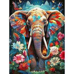 Colorful Elephant Paint by Number Kit, DIY Painting Kit, Painting on ...