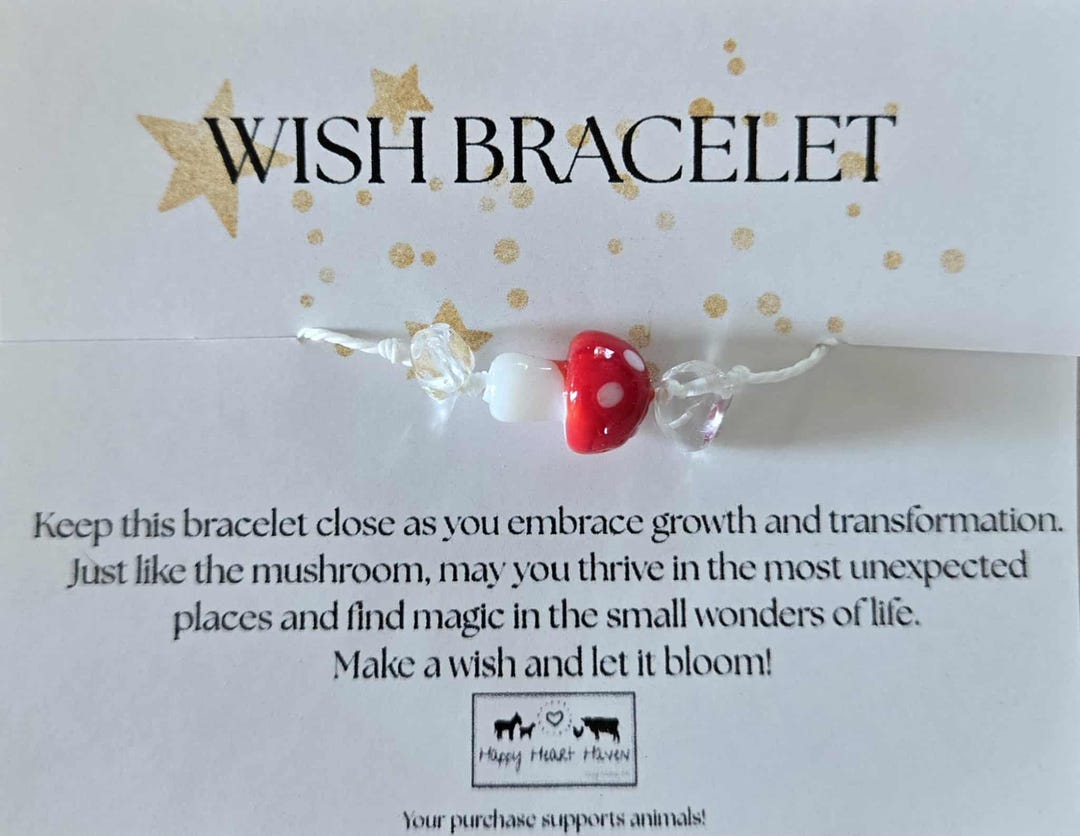 Handcrafted Mushroom Wish Bracelet - Etsy