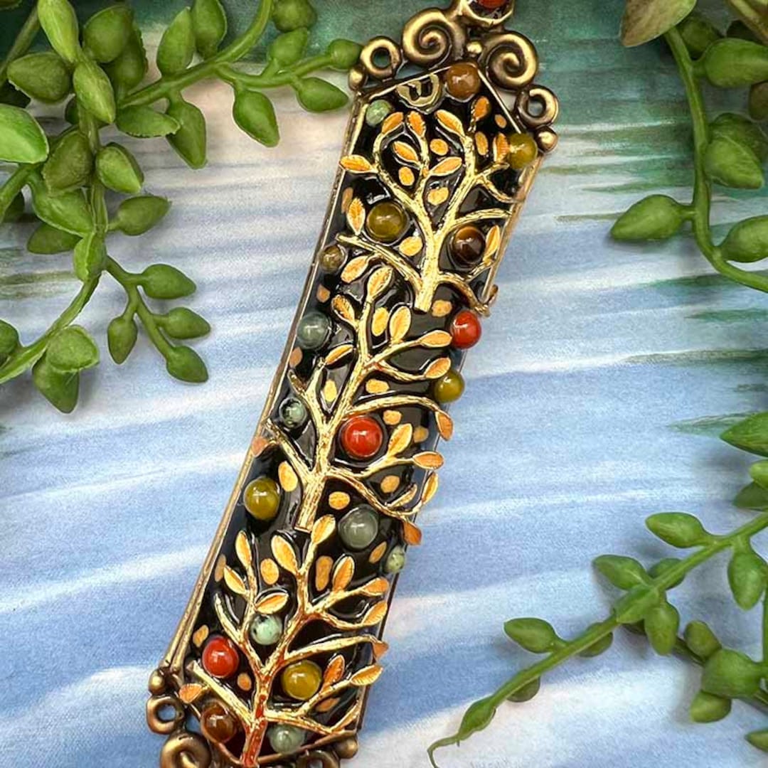 Tree of Life Gemstone Mezuzah: Handmade Jewish Home Decor - Etsy