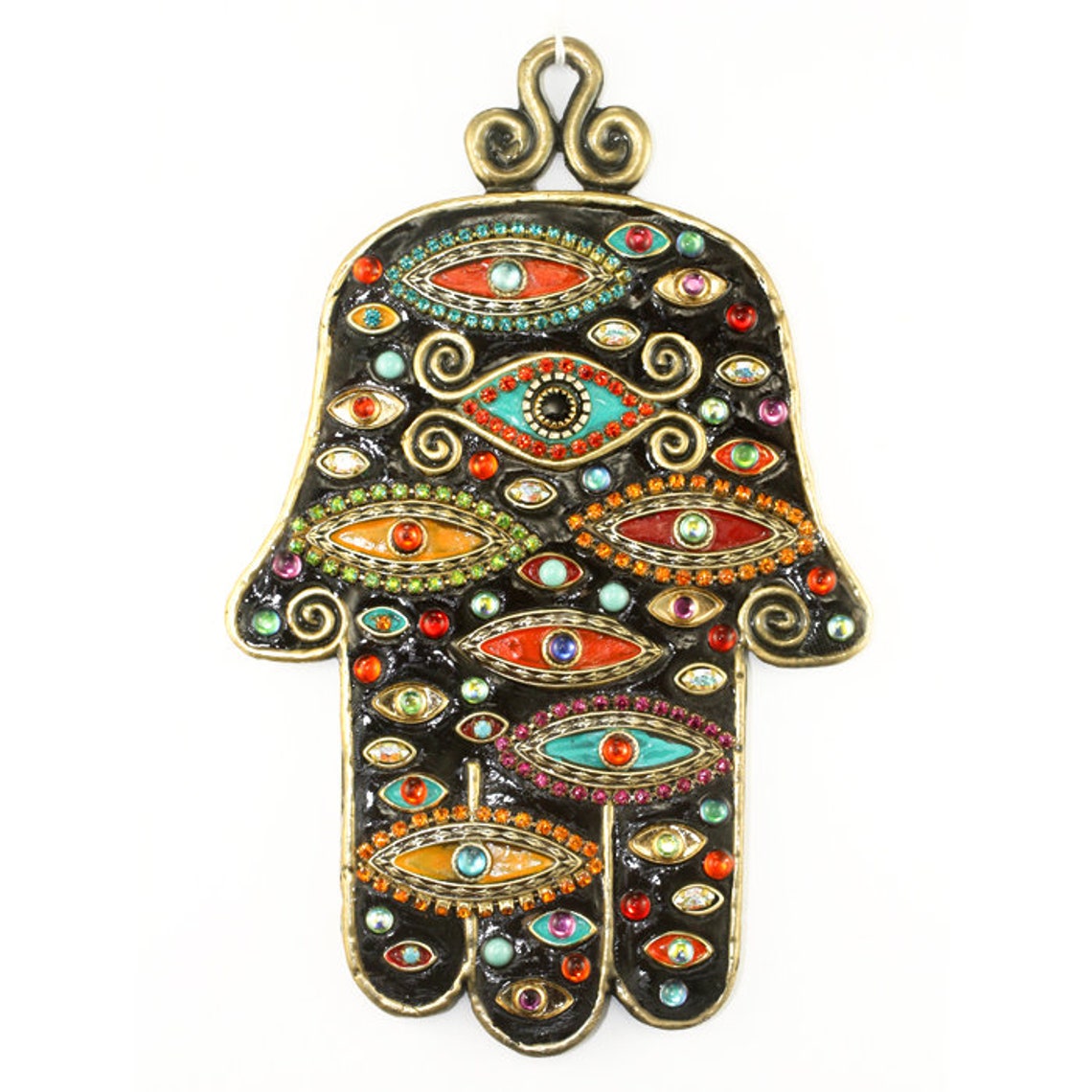 Multicolor Evil Eye Wall Hamsa. Unique Handcrafted Middle | Etsy