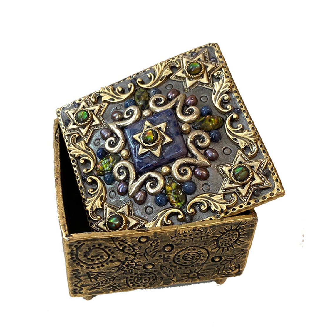 Gemstone Star of David Jewelry Box. Handmade With Abalone, Sodalite ...