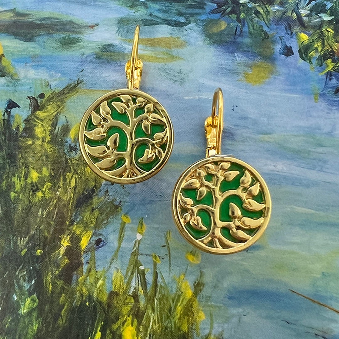 Michal Golan Bright Green Tree of Life Earrings - Etsy