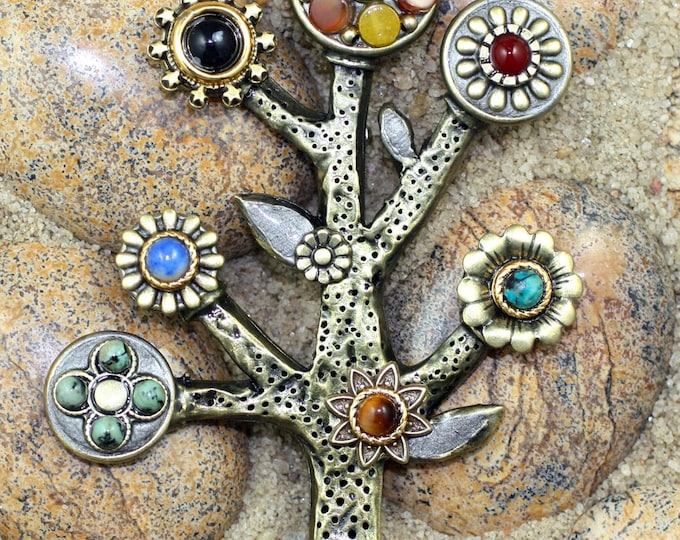 Handmade Tree of Life Pin With Semi-precious Stones. Spiritual and ...