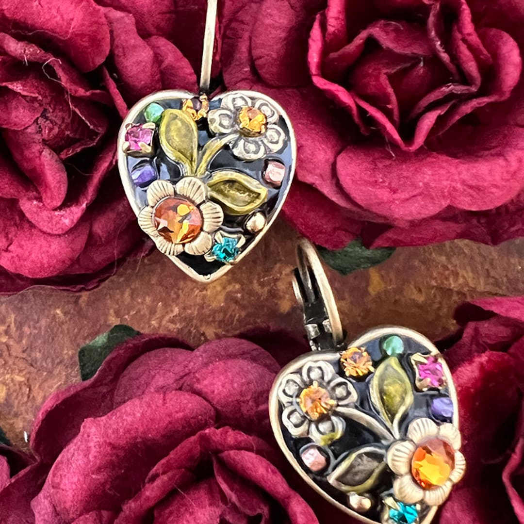 Michal Golan Small Heart Floral Earring - Etsy