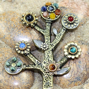 Handmade Tree of Life Pin With Semi-precious Stones. Spiritual and ...